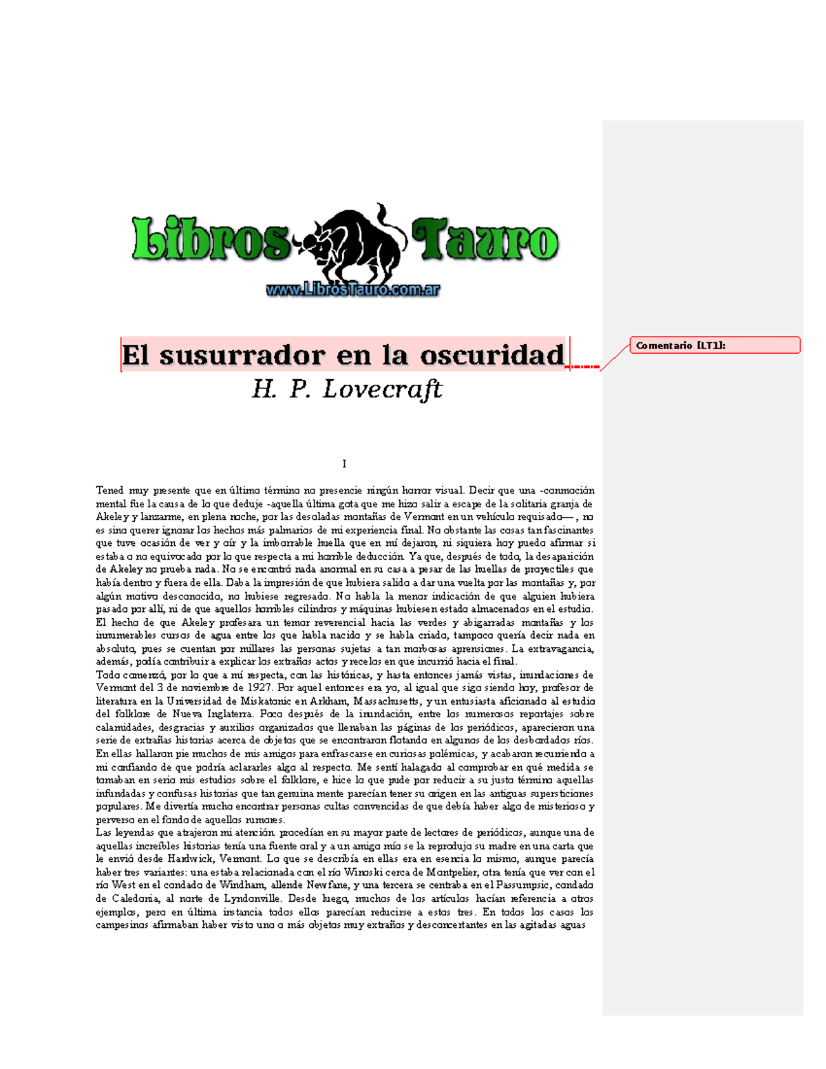 Lovecraft, H.P. - El Susurrador En La Oscuridad - ElEl ...