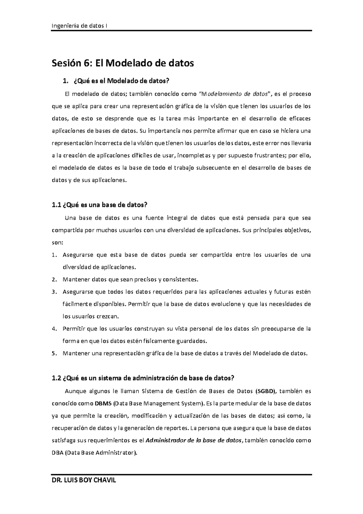 2-GUÍA DE Aprendizaje Nº 06 - Sesión 6: El Modelado de datos 1. ¿Qué es ...