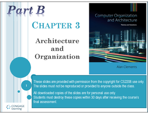 COA Chapter 03 Part 6 - C HAPTER 3 Architecture and Organization 1 These slides are provided ...