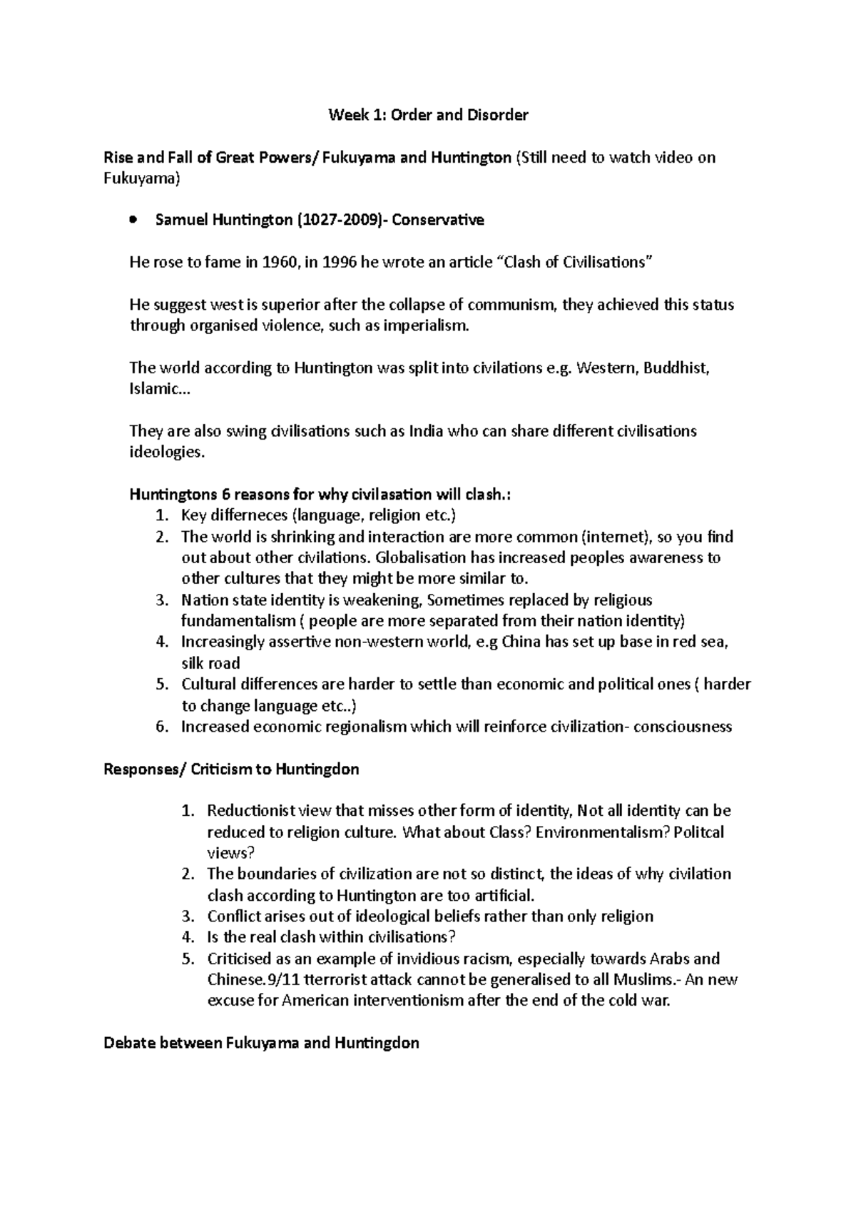 Week 1Order and disorder - Week 1: Order and Disorder Rise and Fall of ...