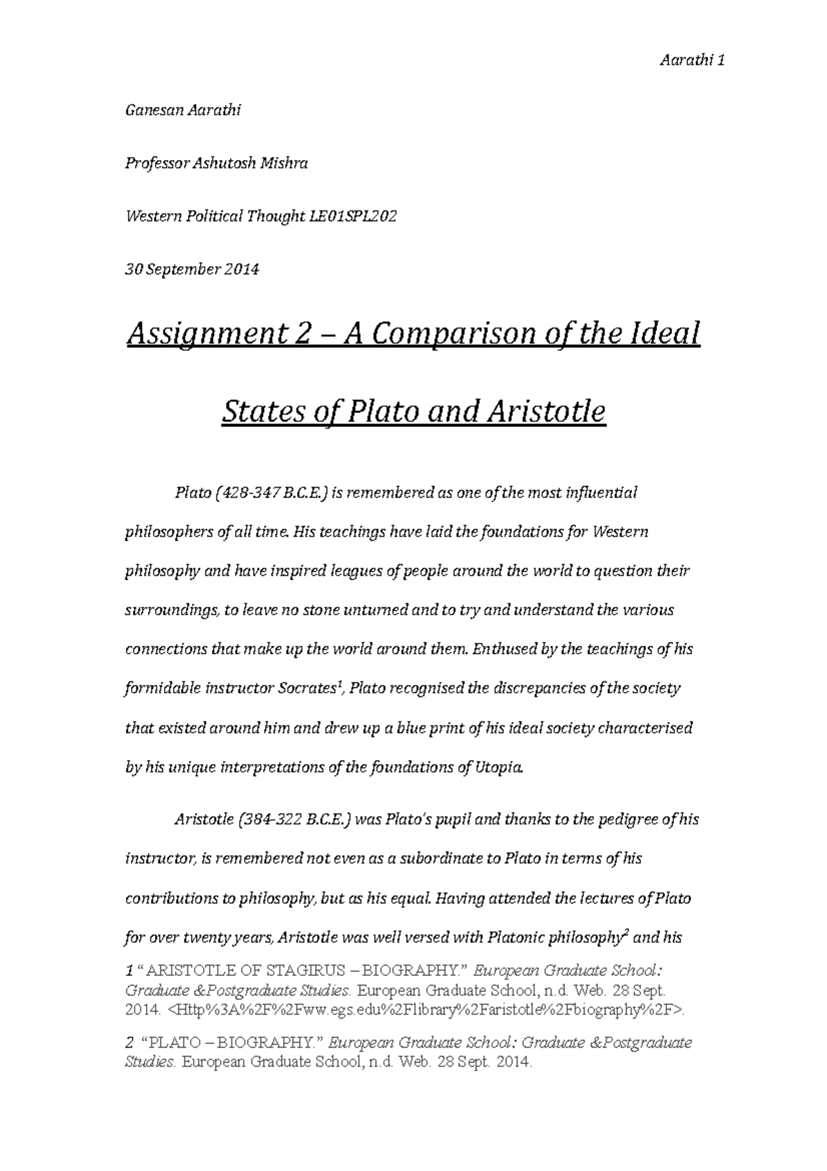A Comparison of the Ideal States of Plat - C.) is remembered as one of ...