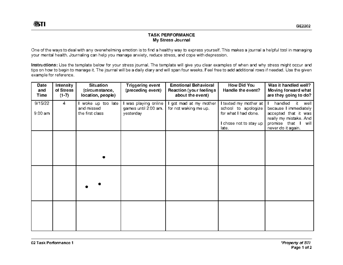 02 Task Performance 1 - :> - Studocu