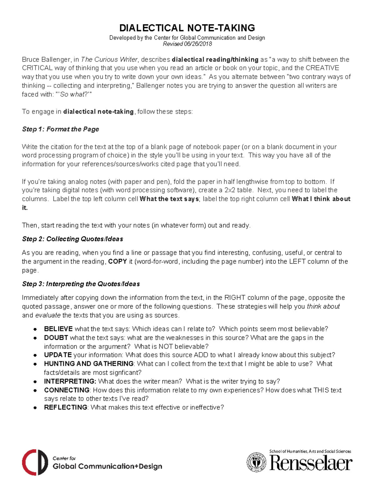 CommD Dialectical grammar notes - DIALECTICAL NOTE-TAKING Developed by ...
