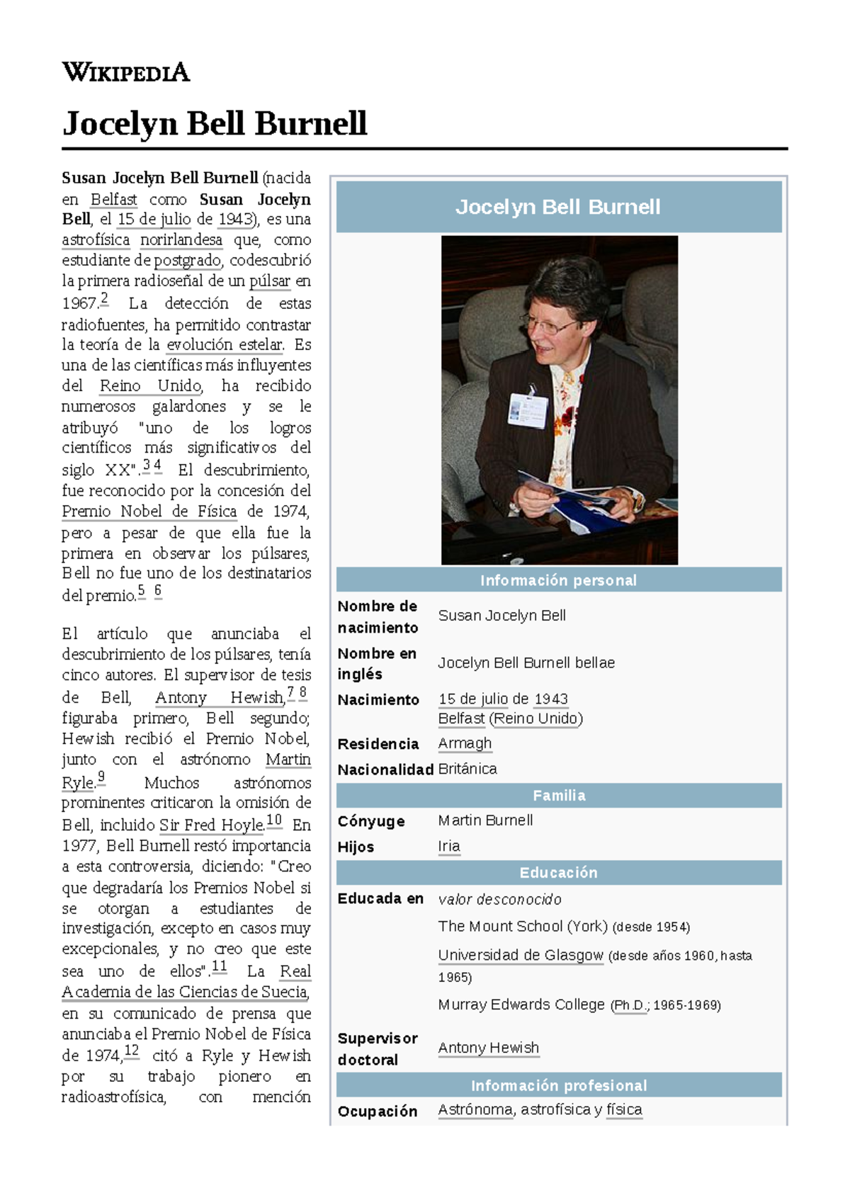 Jocelyn Bell Burnell - Historia - Jocelyn Bell Burnell Información ...