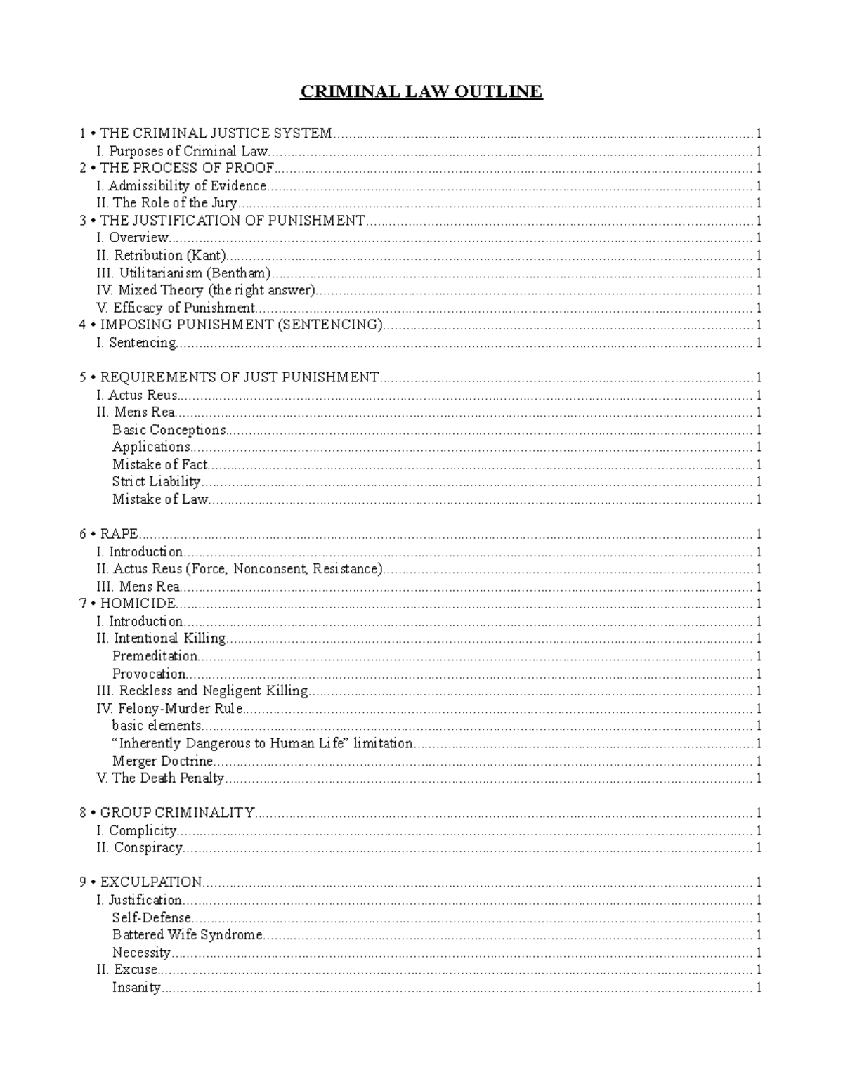 Criminal Law - everything for the test and bar exam - CRIMINAL LAW ...