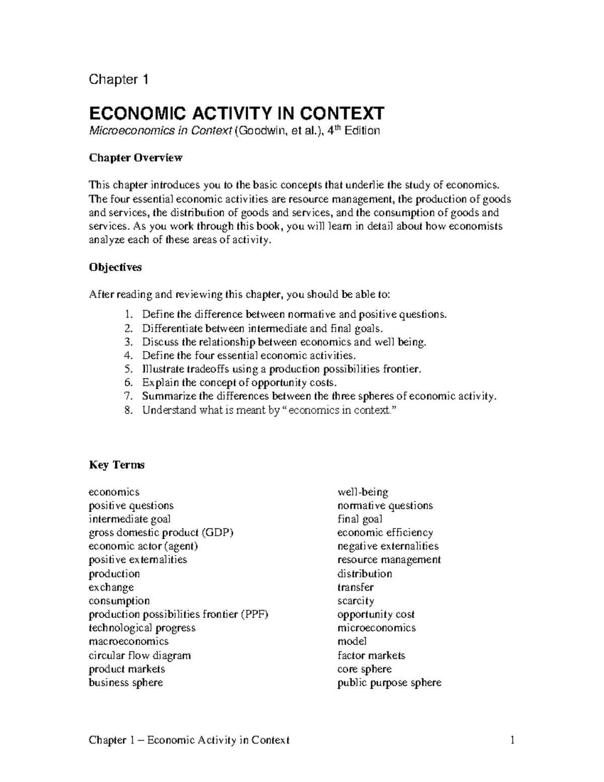 MIC 4e SSG Ch1 - Notes - Chapter 1 ECONOMIC ACTIVITY IN CONTEXT ...