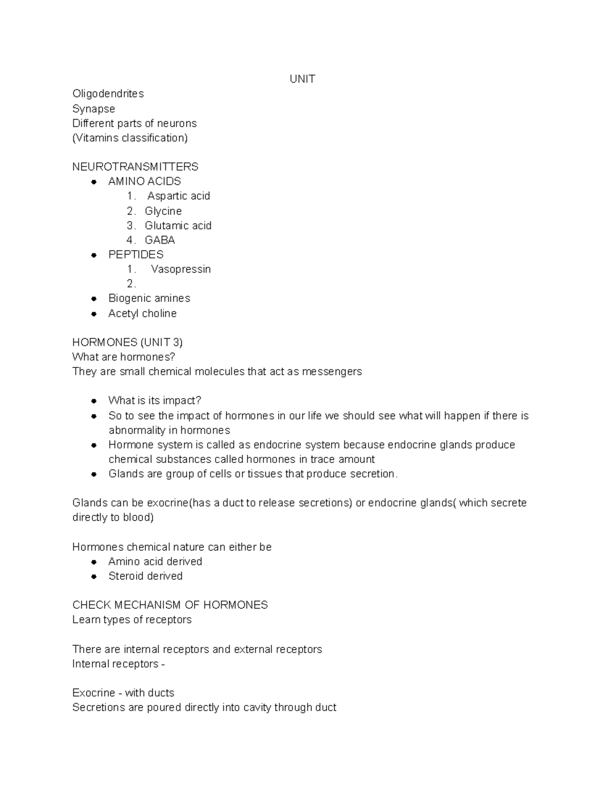 FHAP - notes for fundamentals of human anatomy and physiology - UNIT ...
