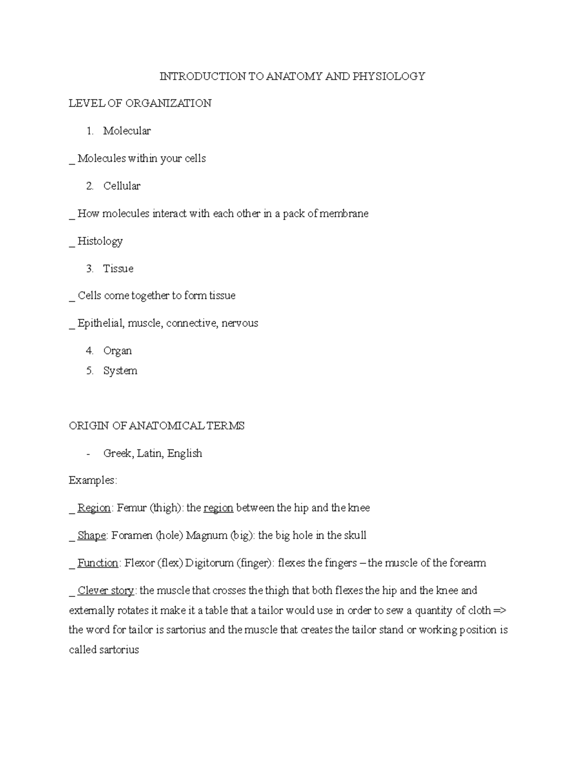 Introduction to Anatomy and Physiology - 2019 0903 - INTRODUCTION TO ...