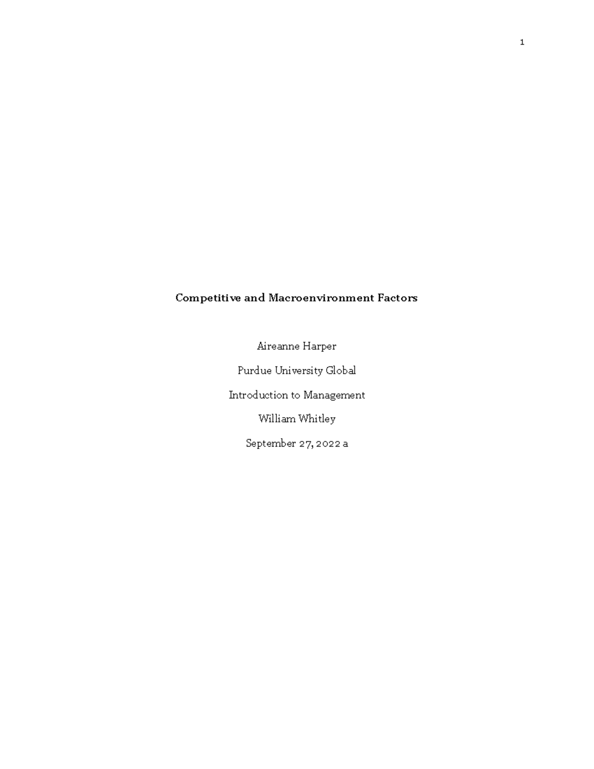 MT140 Unit 1 Template - Competitive and Macroenvironment Factors ...