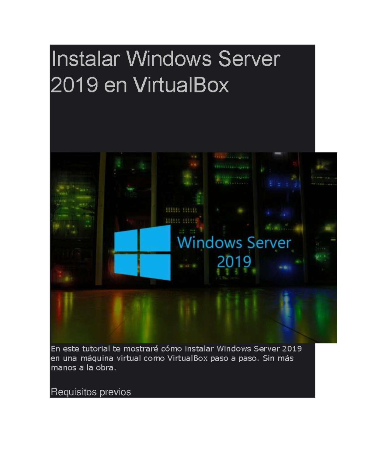 Instalar Windows Server 2019 en Virtual Box - Instalar Windows Server ...
