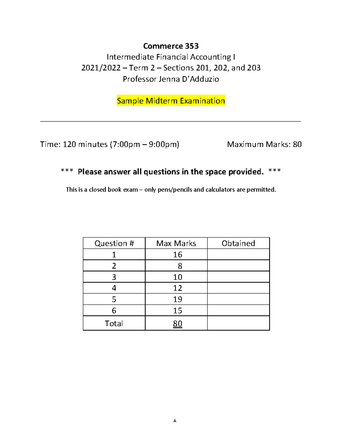 Sample-Midterm Exam Feb2022 - COMM 353 - UBC - Studocu