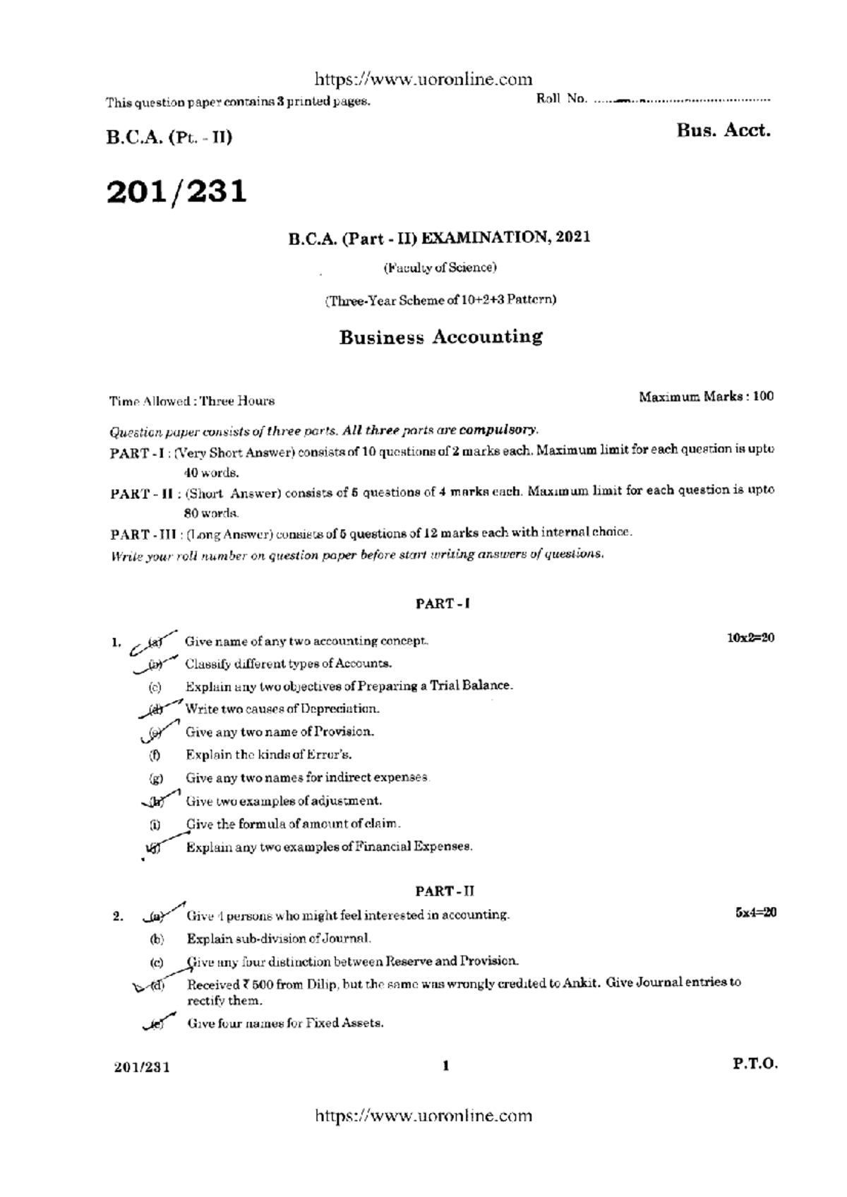 Bca part 2 business accounting 201 2021 - BCA - Studocu