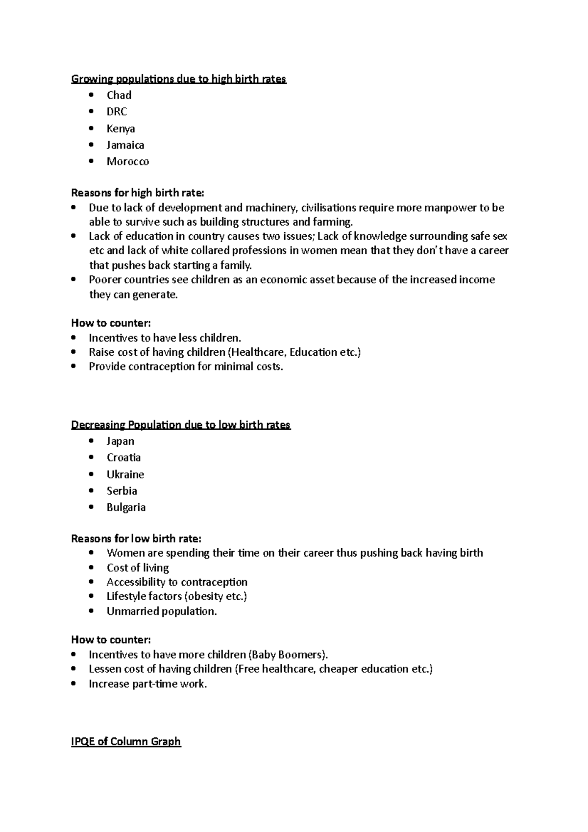 week 1 lecture Notes - Growing populations due to high birth rates Chad ...