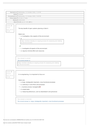 MG312 Quiz 9 based on week 11 s work Attempt review - Question 1 Correct Mark 1 out of 1 ...