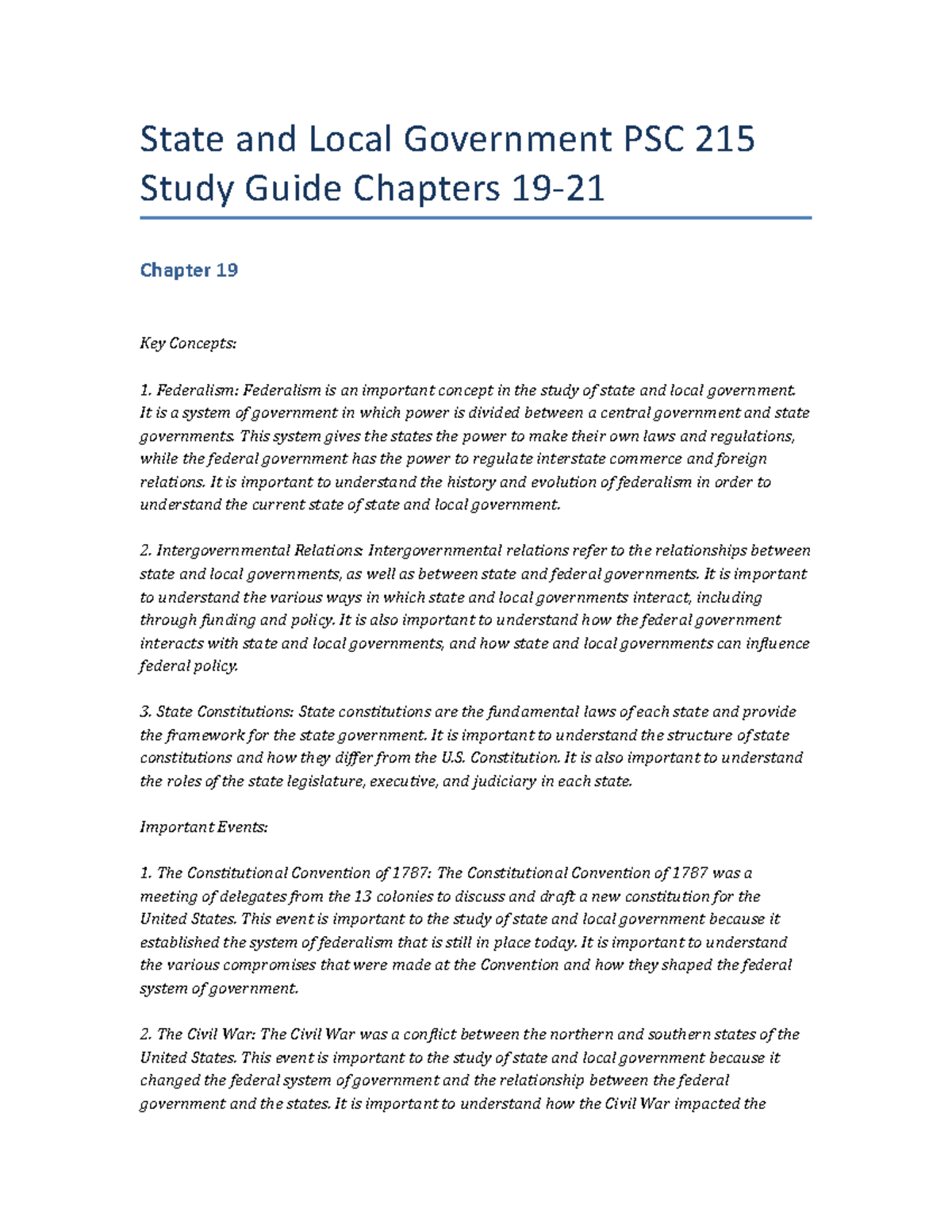 State and Local Government PSC 215 Study Guide Chapters 19-21 - It is a ...