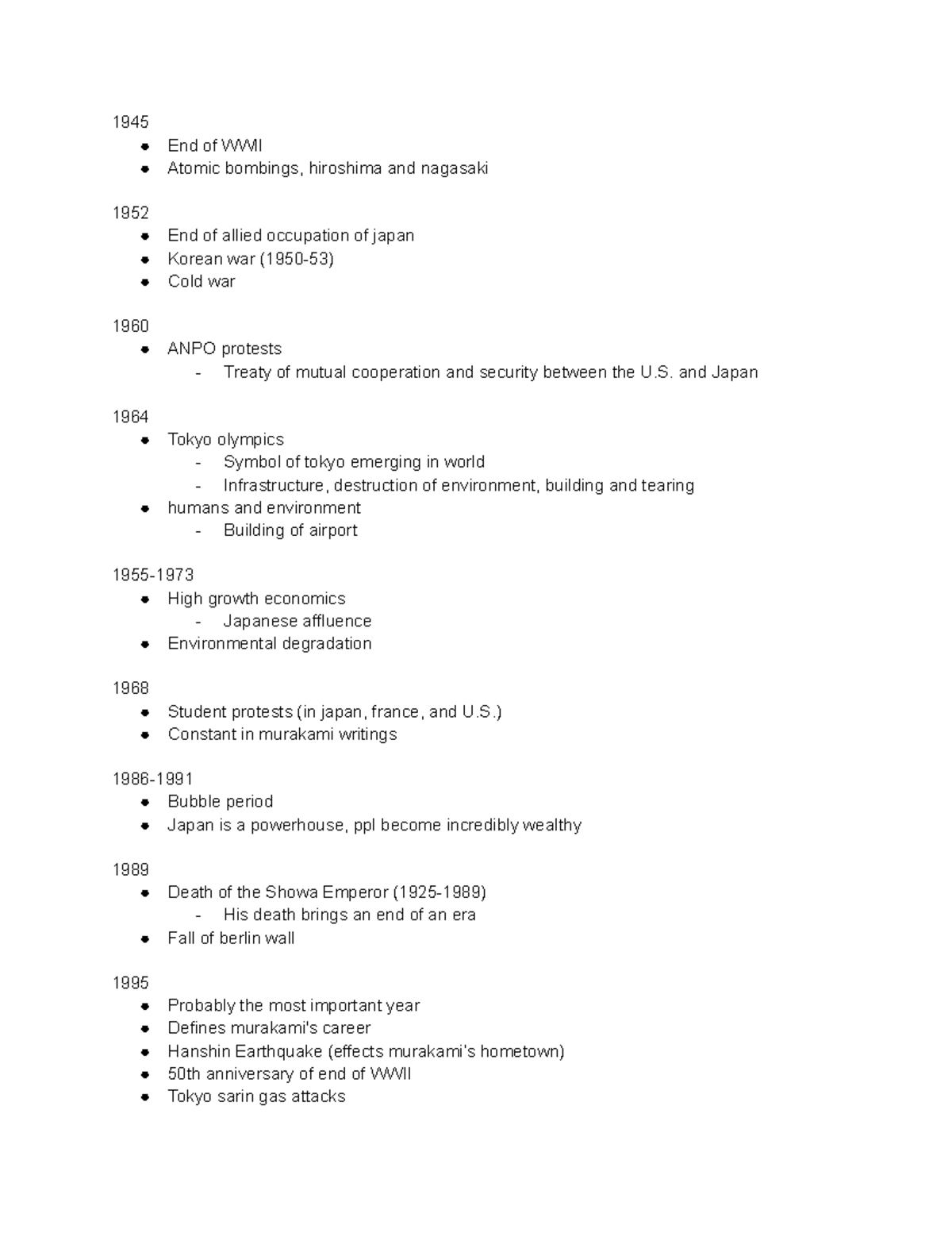 Intro: A Timeline of Important Japanese Dates - 1945 End of WWII Atomic ...