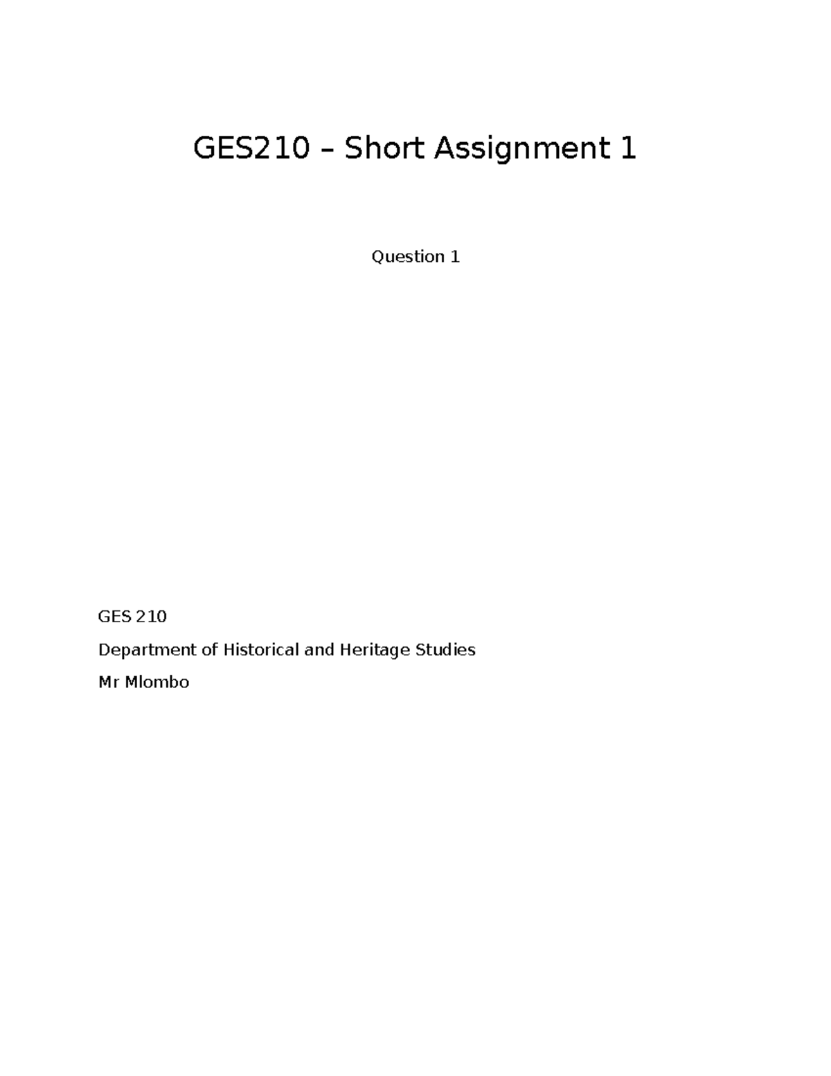 GES210 short assignment - question 1 - GES210 – Short Assignment 1 ...