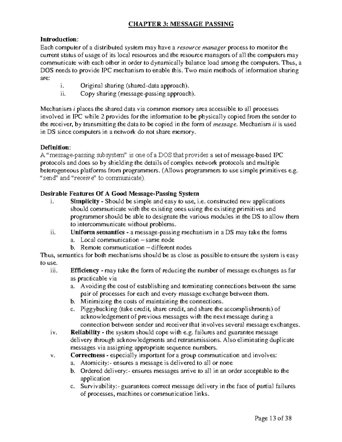 Chapter 3 Message Passing Chapter 3 Message Passing Introduction Each Computer Of A
