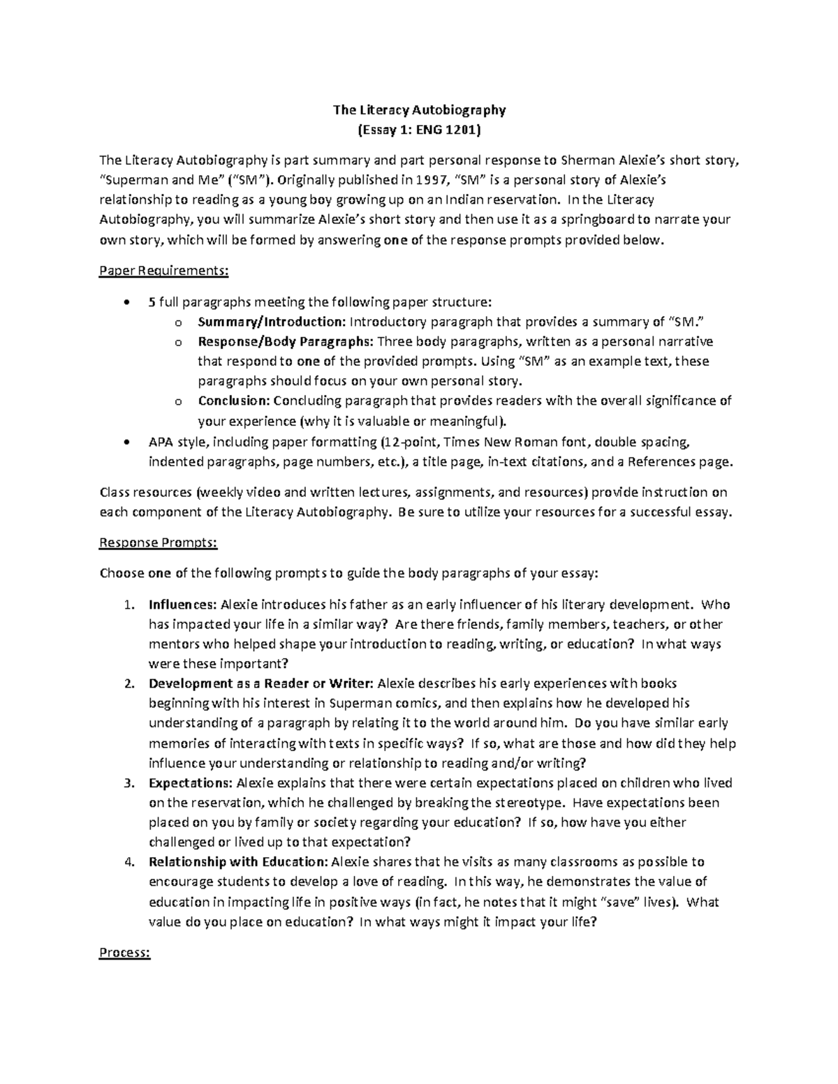 Literacy Autobiography - Originally published in 1997, “SM” is a ...