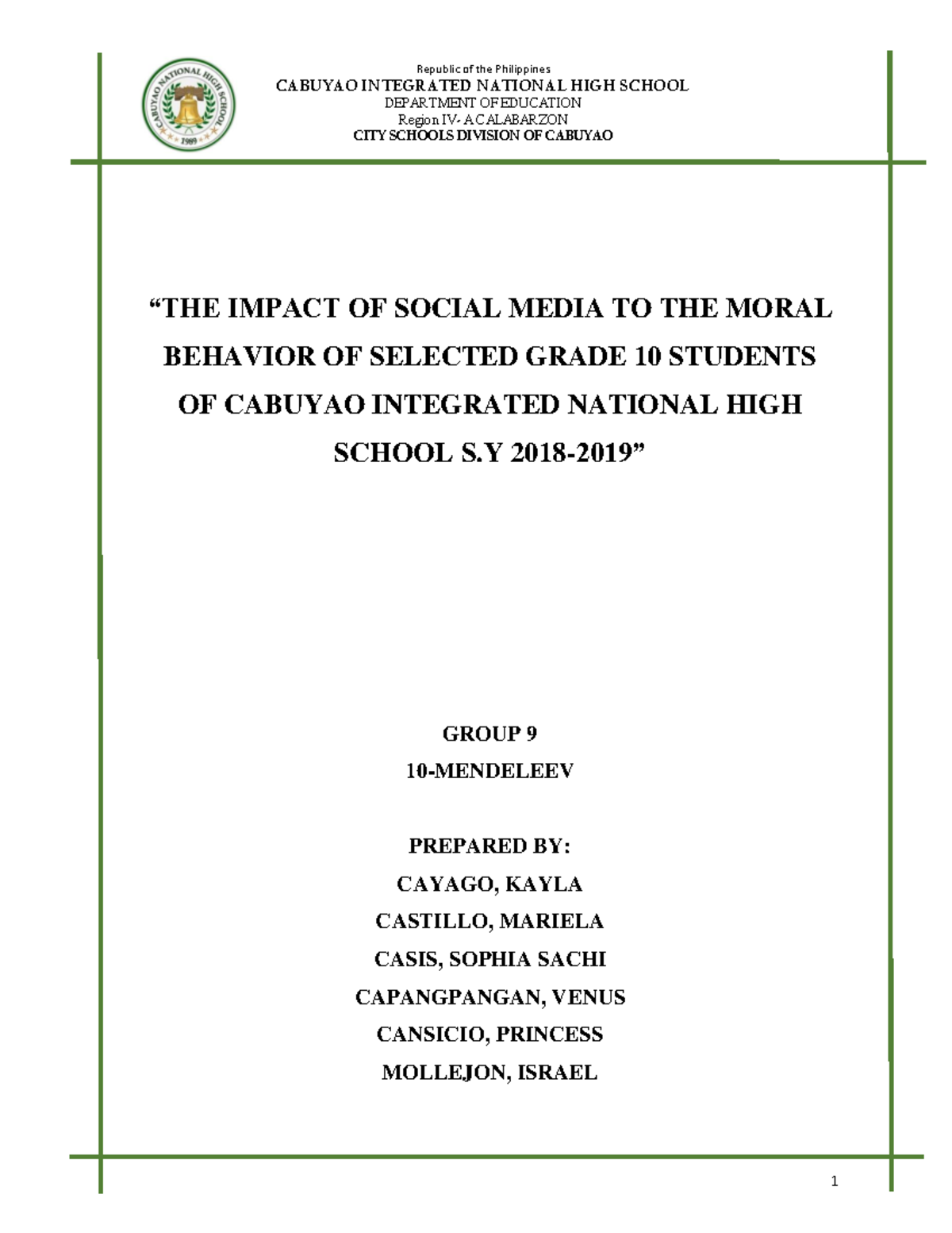 Study about English Research - CABUYAO INTEGRATED NATIONAL HIGH SCHOOL ...
