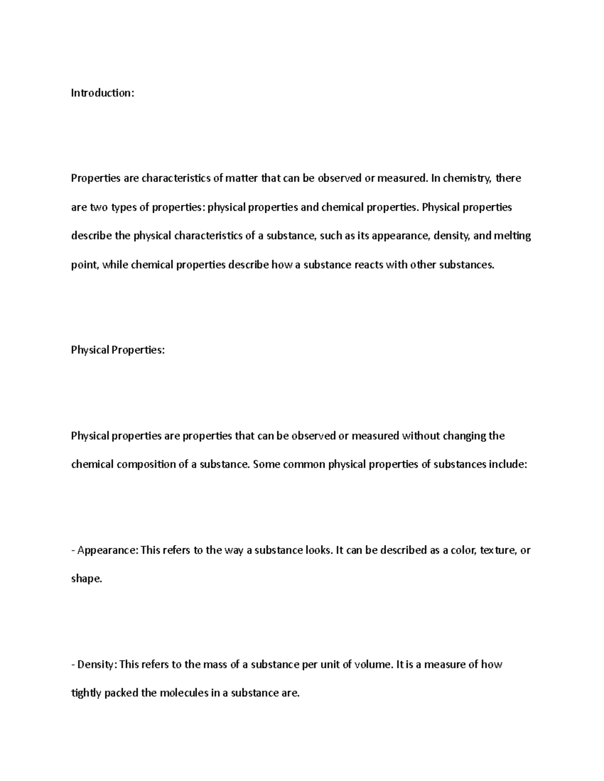 Properties - Introduction: Properties are characteristics of matter ...