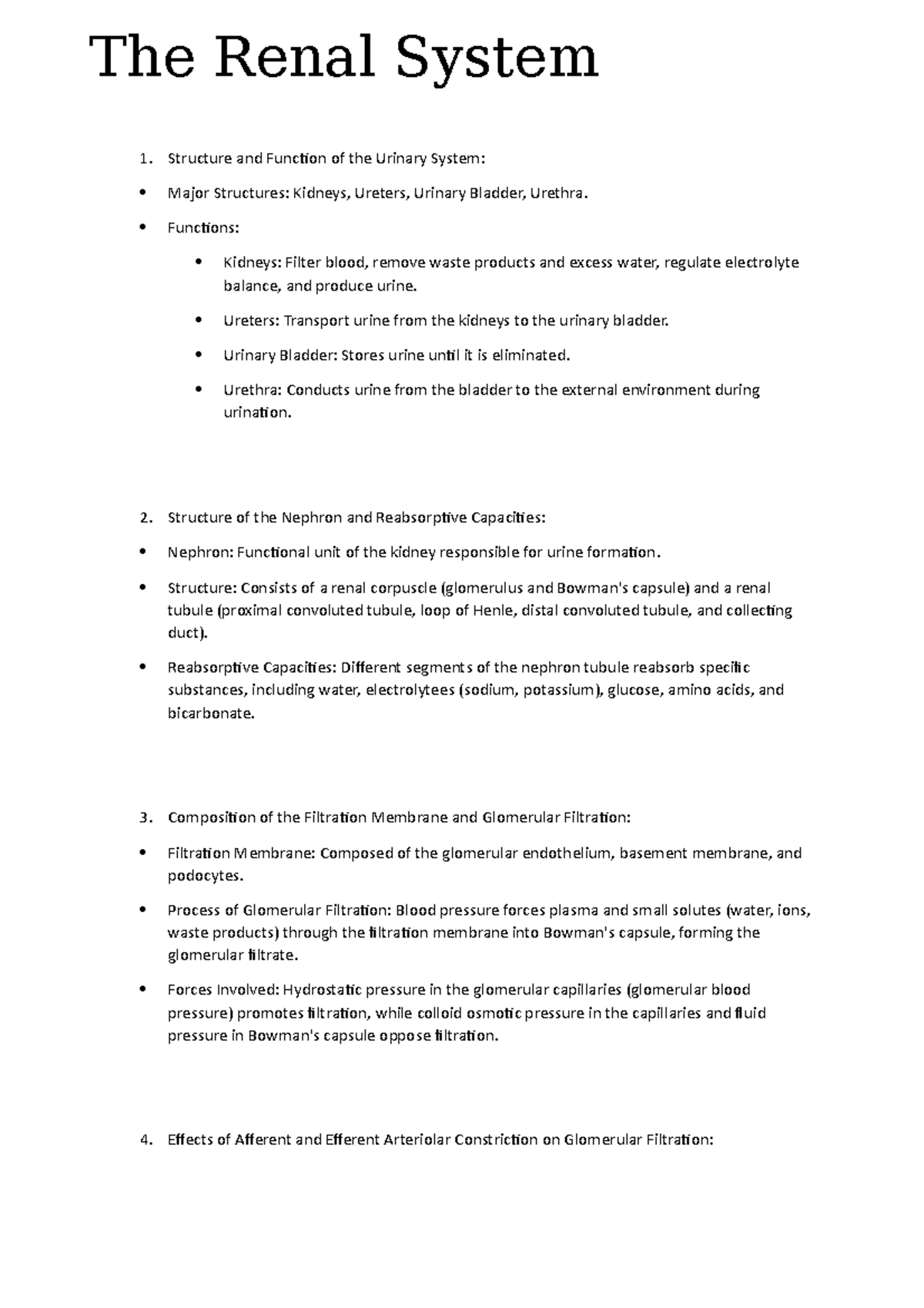 The renal system dox - Structure and Function of the Urinary System ...