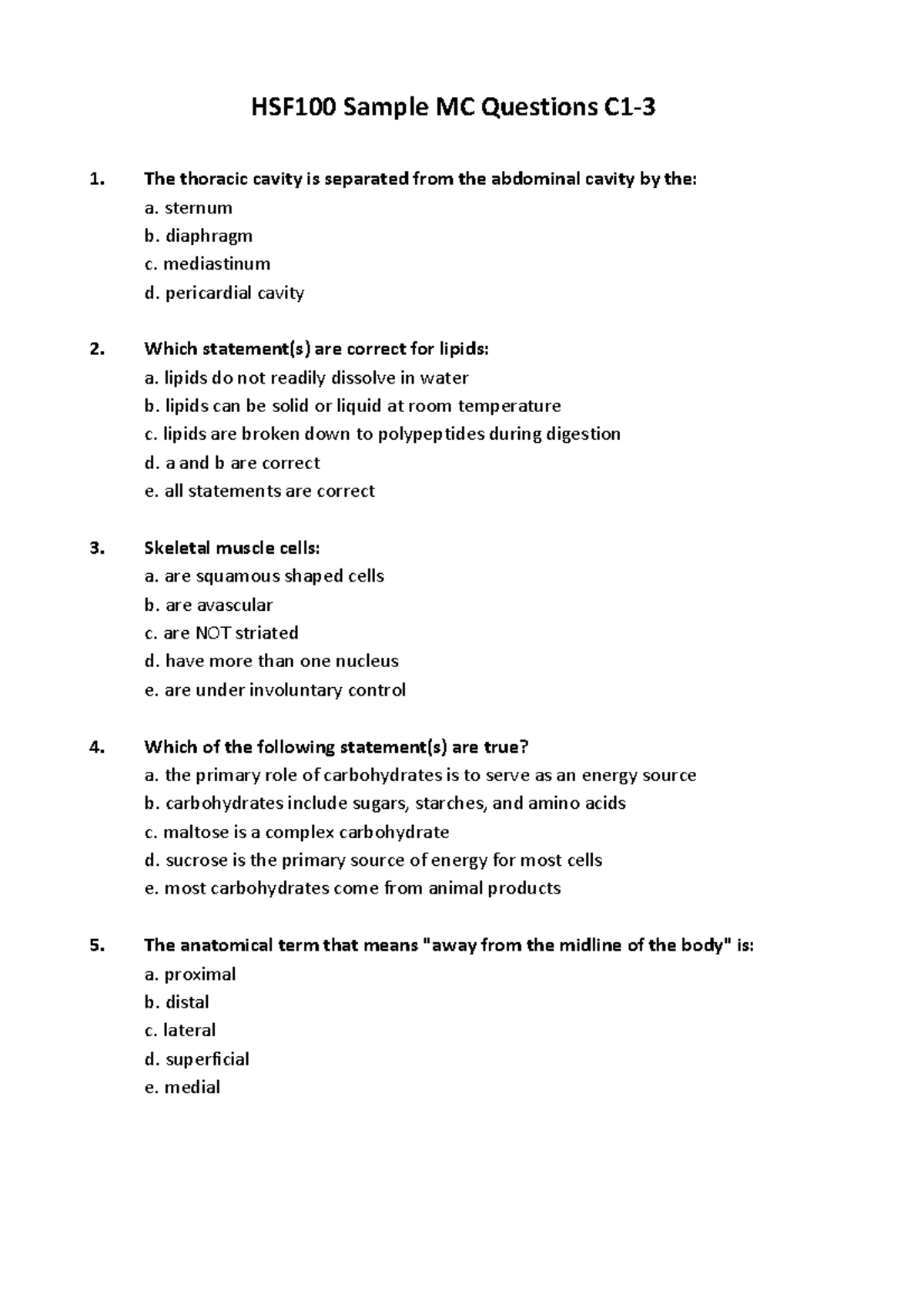 1.1 HSF100 Sample MC Questions C1-3 - - Studocu