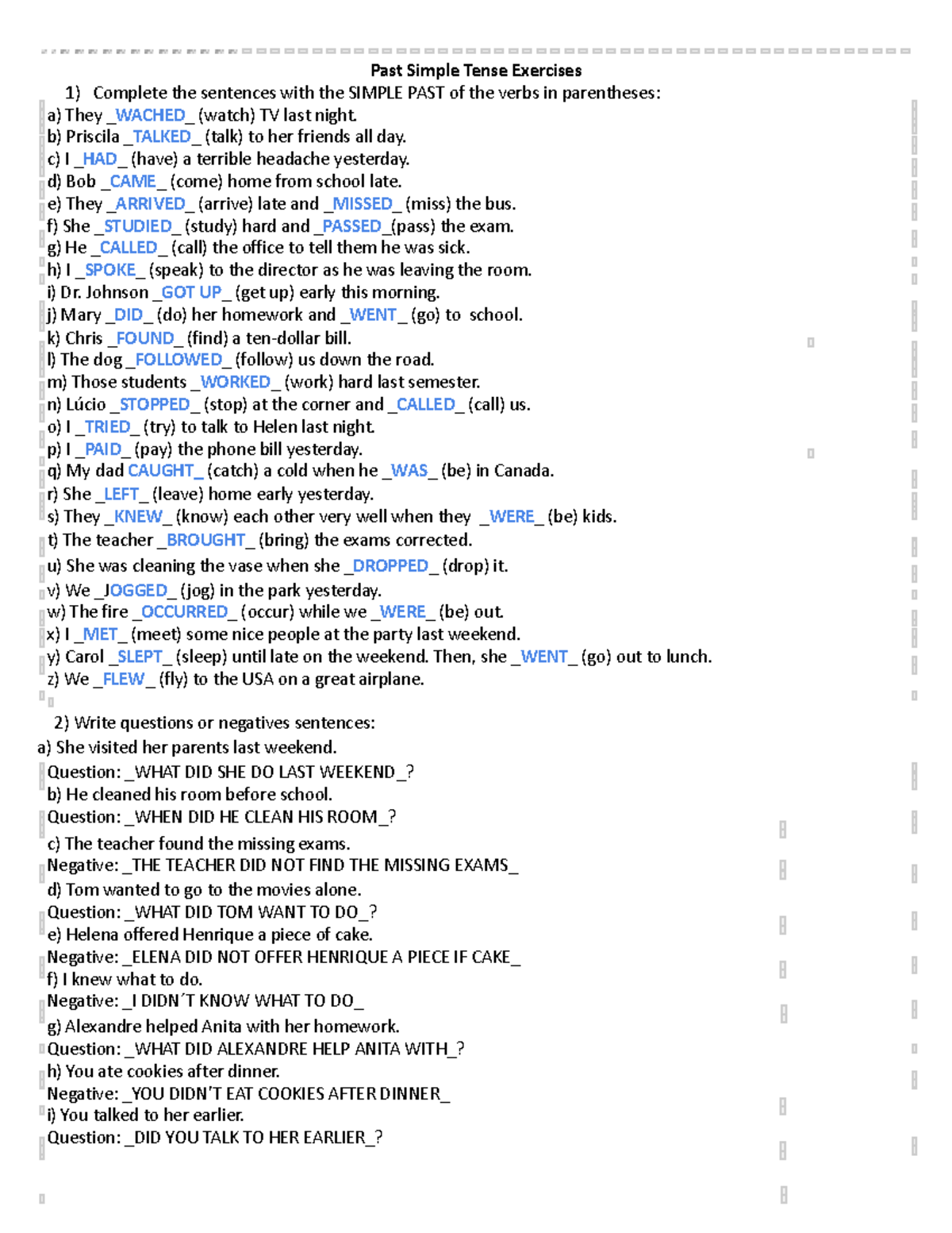 Past-simple-tense-exercises 42 13-10 - Past Simple Tense Exercises ...