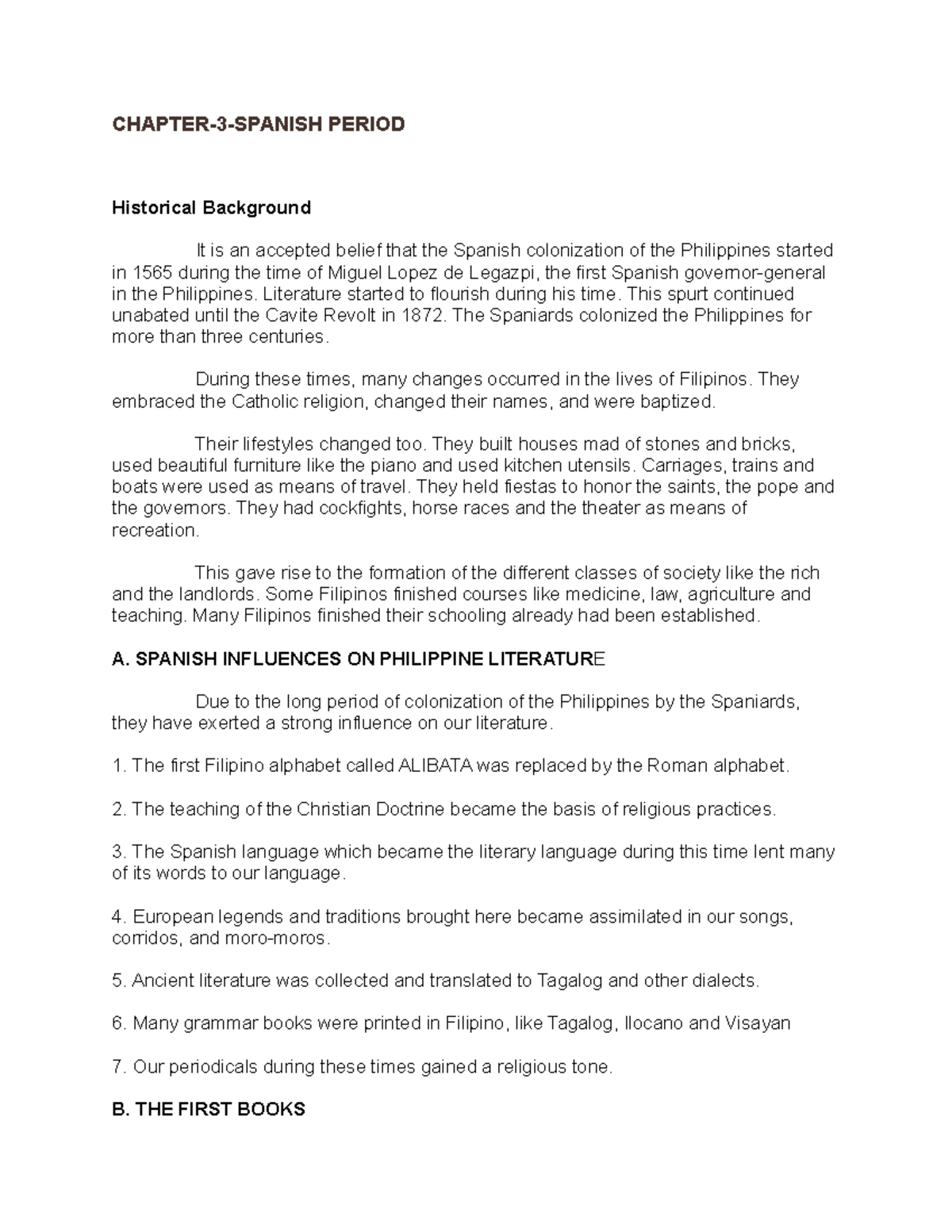 Chapter 3 - Spanish Period - CHAPTER-3-SPANISH PERIOD Historical ...