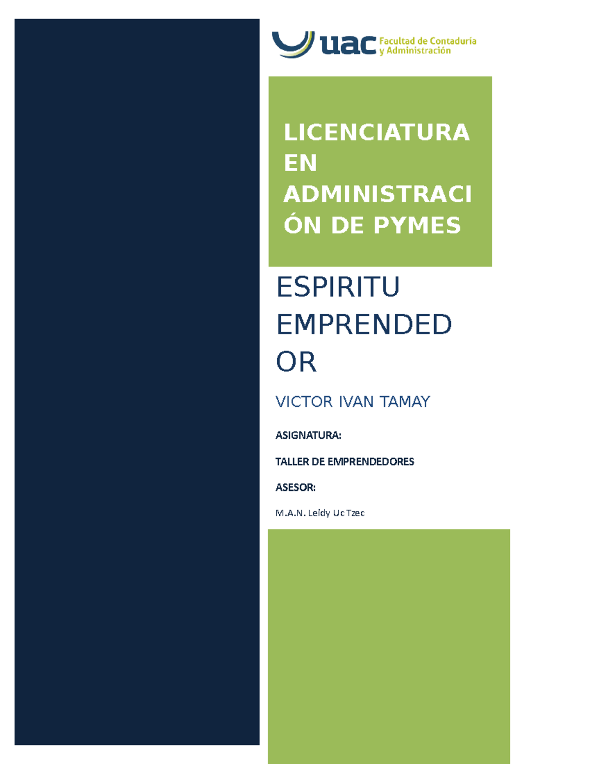 ESPIRITU EMPRENDEDOR - LICENCIATURA EN ADMINISTRACI ÓN DE PYMES ...