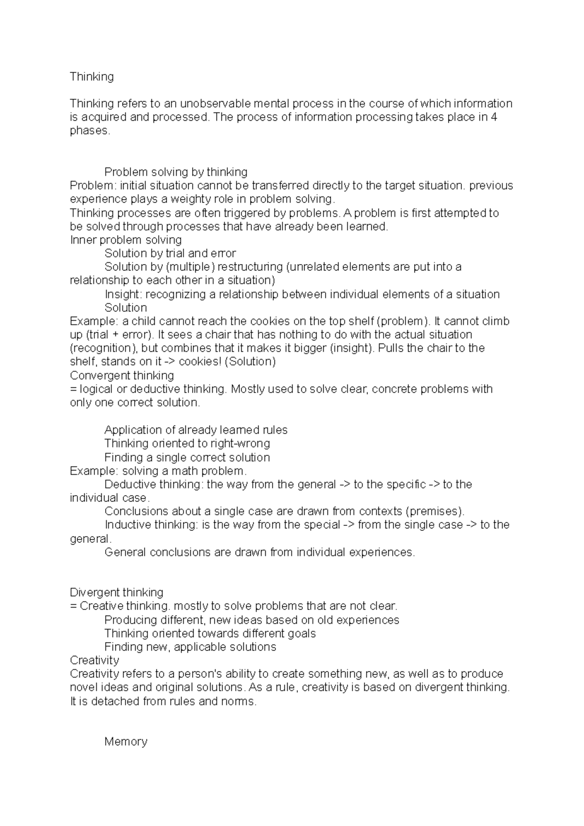 Thinking - Introduction to Social Psychology - Thinking Thinking refers ...