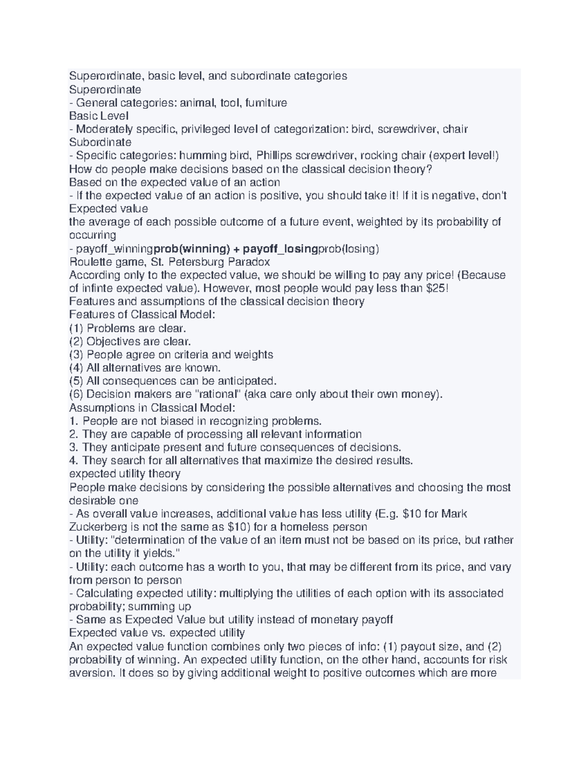 A5 - Lecture notes - Superordinate, basic level, and subordinate ...