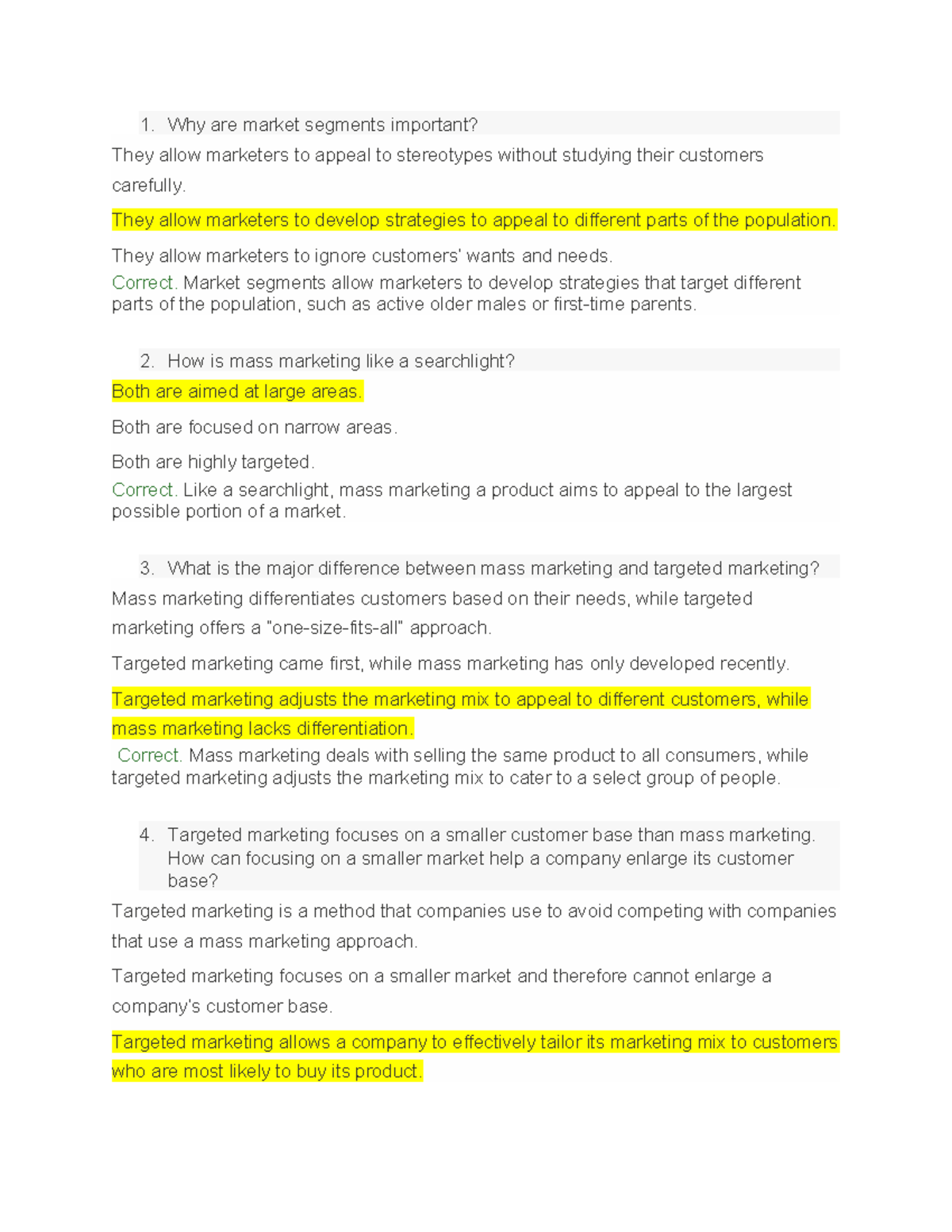 MKT 205 2-1 Soomo Chapter 2 Answers - Why are market segments important ...