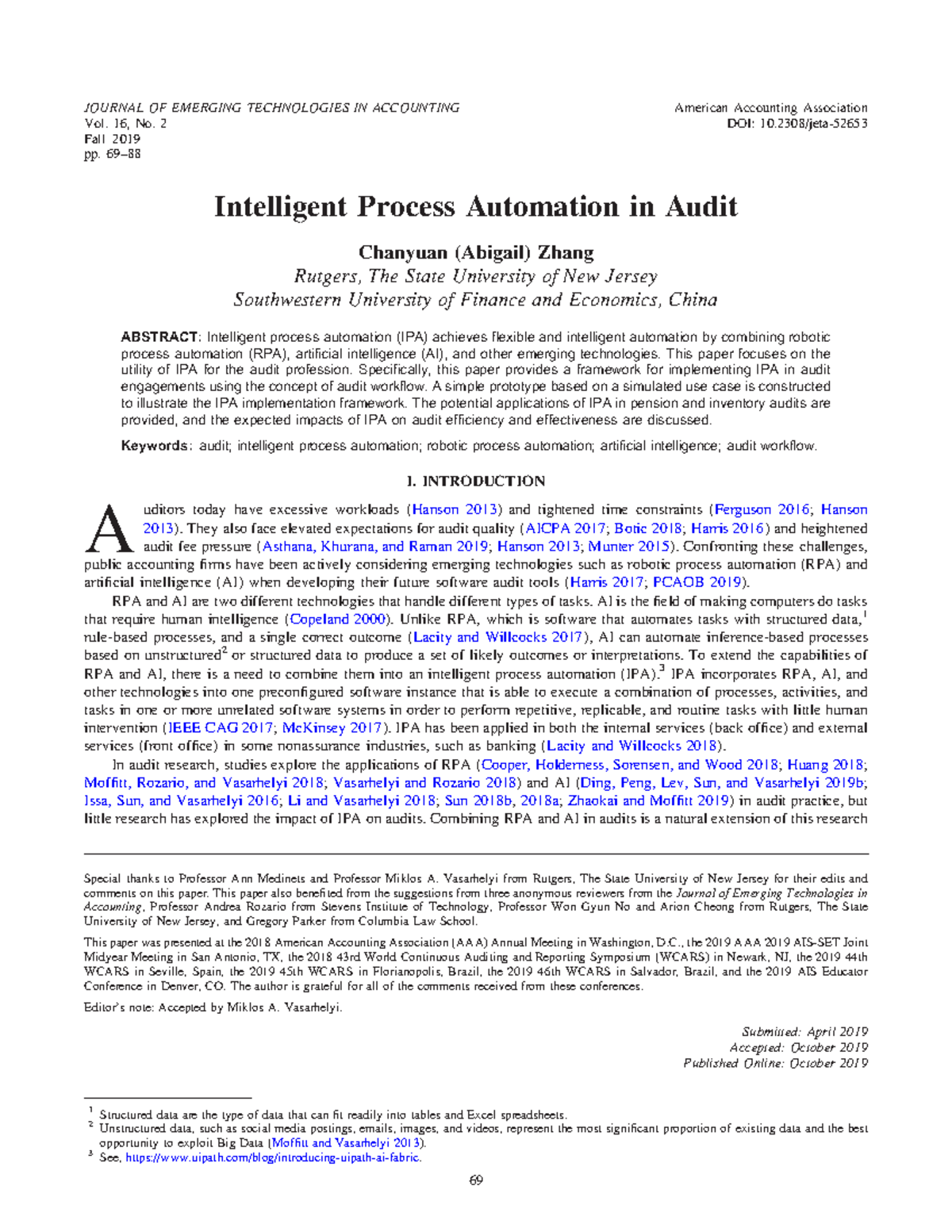 Intelligent Process Automation in Audit - JOURNAL OF EMERGING ...