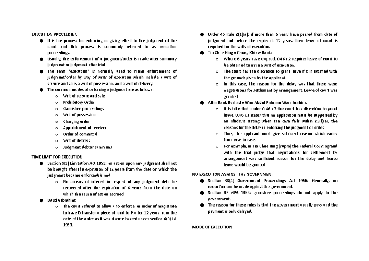 4. Execution Proceeding - EXECUTION PROCEEDING It is the process for ...