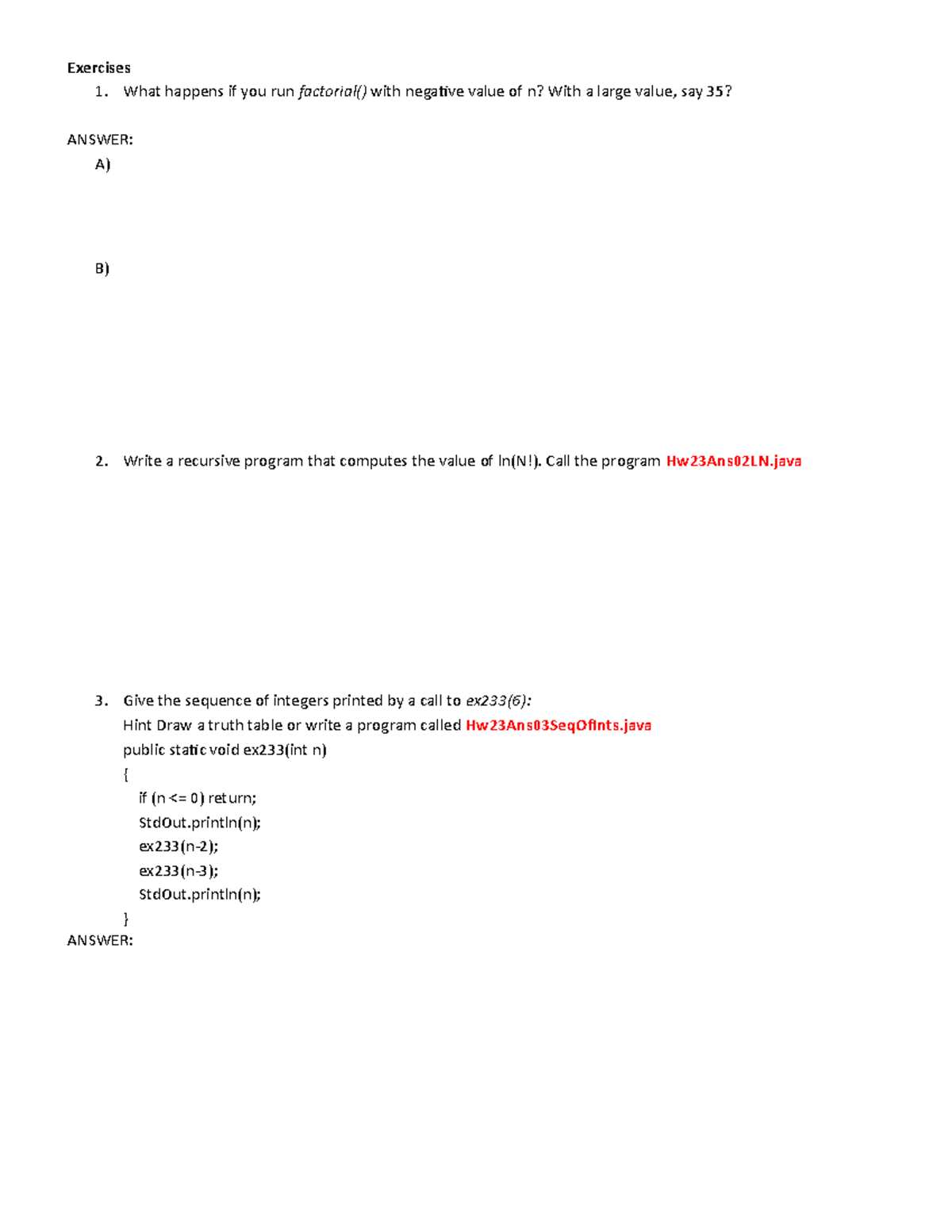 Home Work 23-Students - the answers for homework 2.3 - Exercises 1 ...