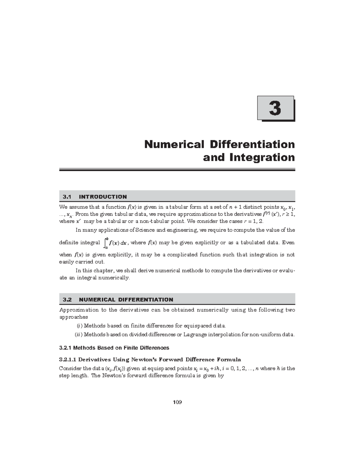 Numerical Methods-7 - 109 3 Numerical Differentiation and Integration 3 ...