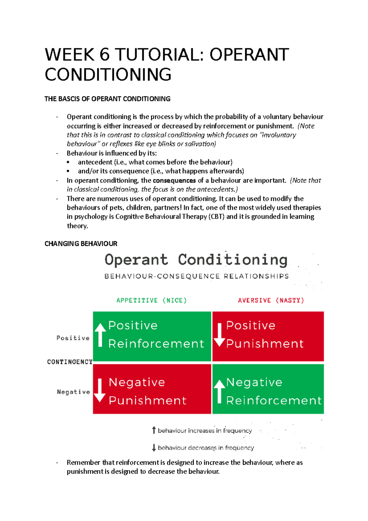 6 Tutorial Operant Conditioning - WEEK 6 TUTORIAL: OPERANT CONDITIONING ...