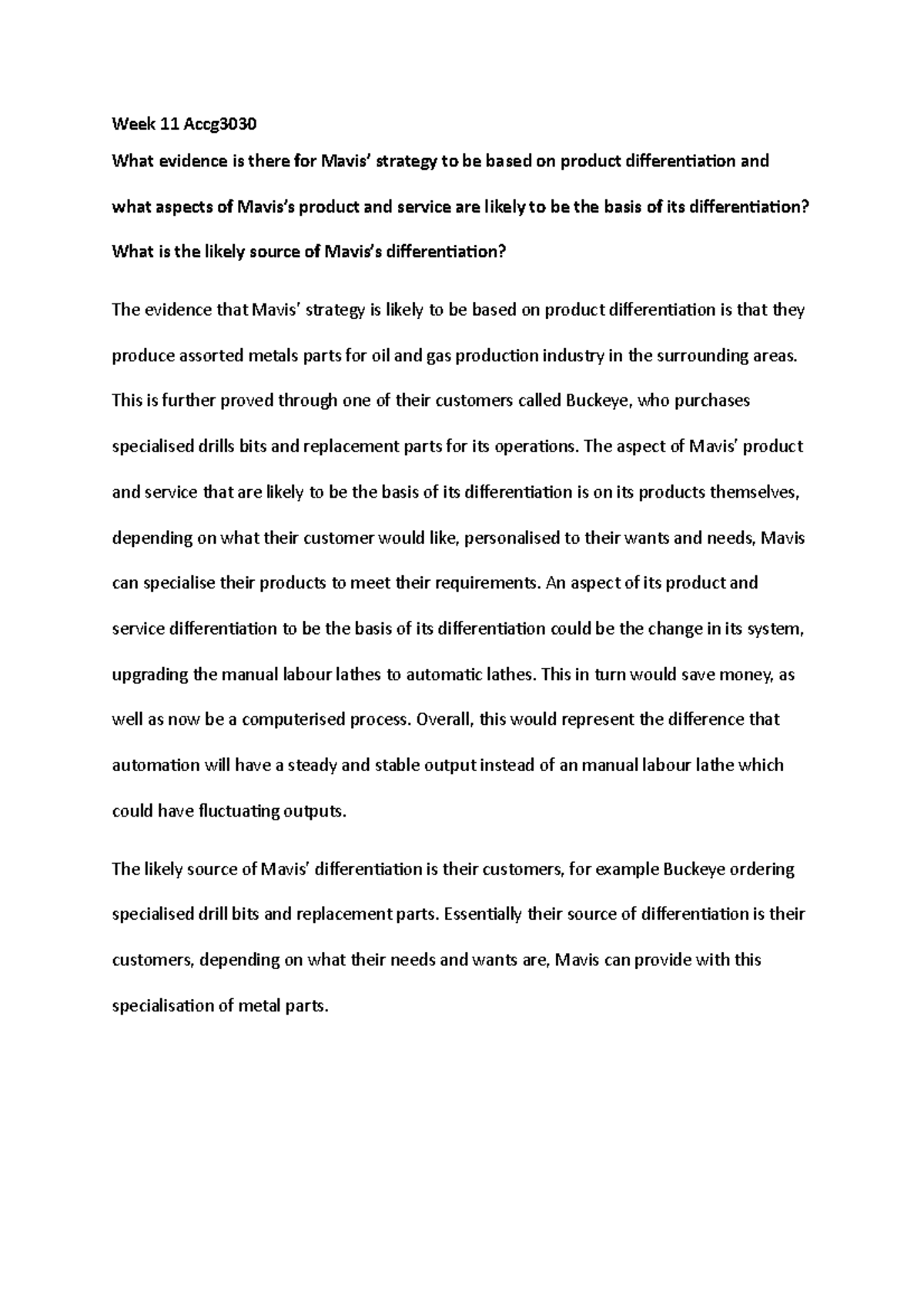 Week 11 Accg3030 - Wk 11 tut mavis - Week 11 Accg What evidence is ...