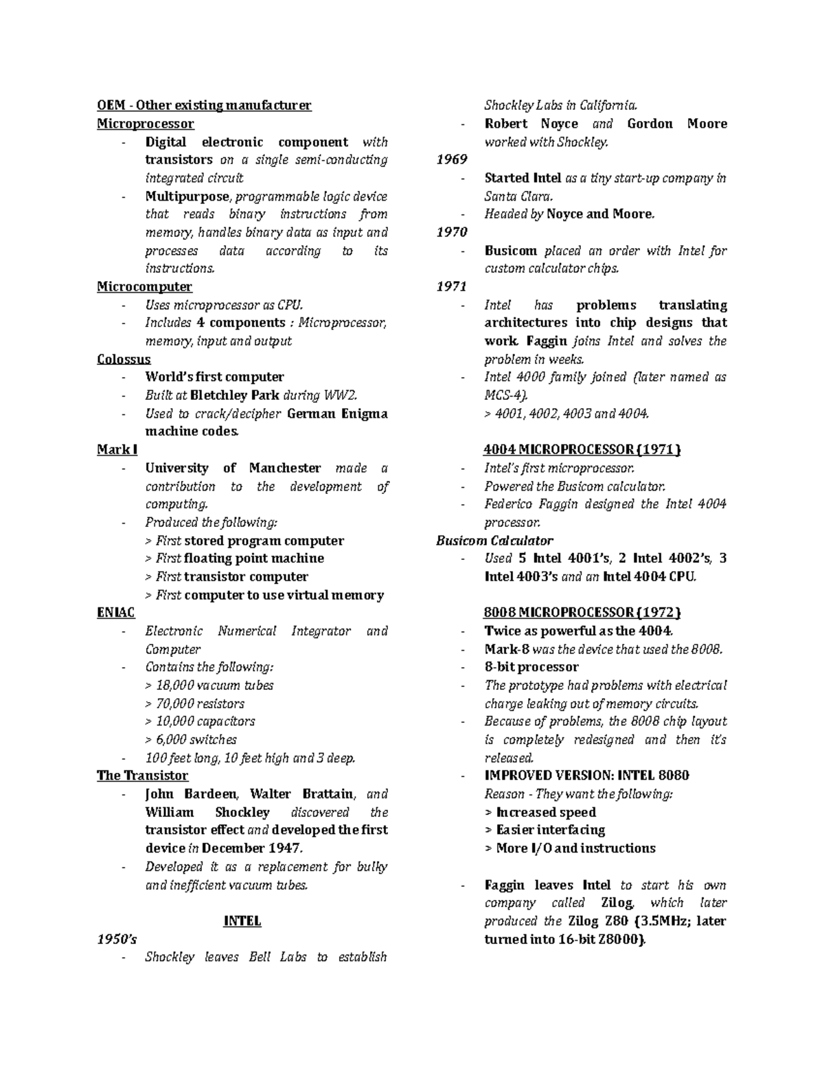 History of Microprocessors Reviewer - OEM - Other existing manufacturer Microprocessor - Digital ...