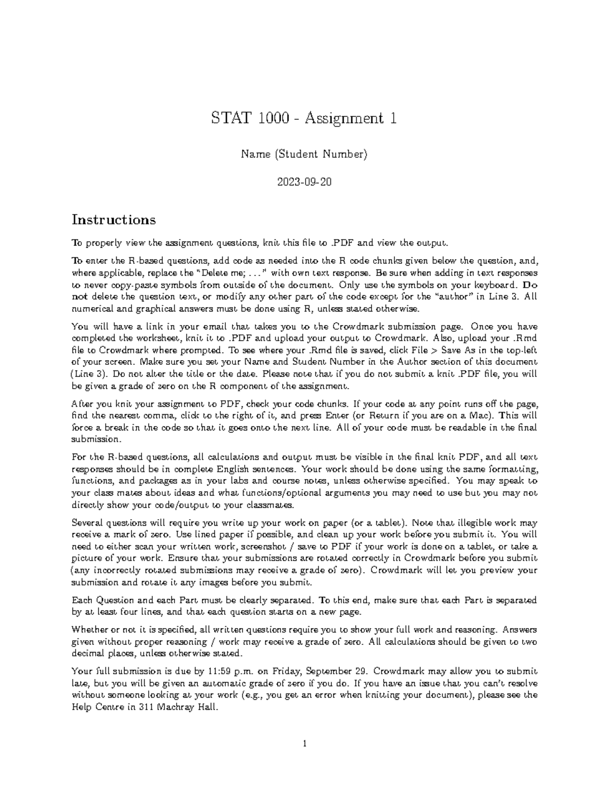 STAT-1000-Assignment-1-Student-Version-Wednesday - STAT 1000 ...