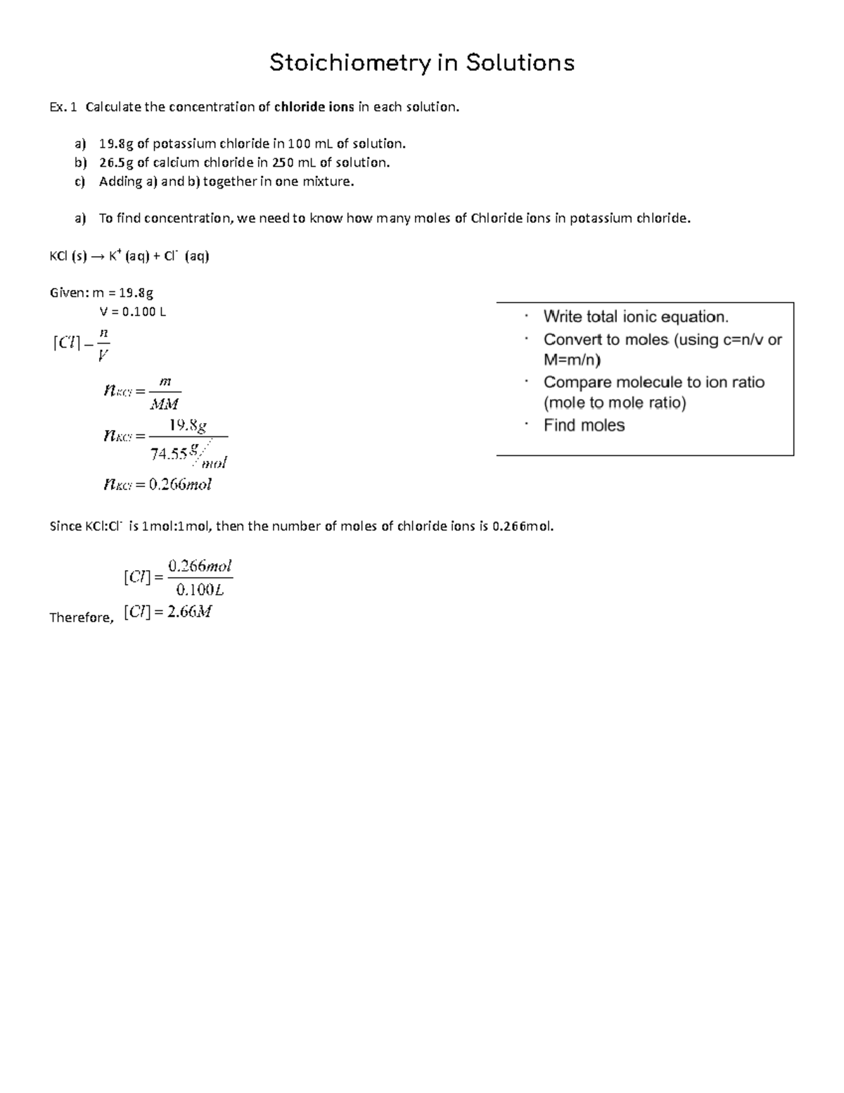 SS06N - Stoichiometry in Solutions - Stoichiometry in Solutions Ex. 1 ...