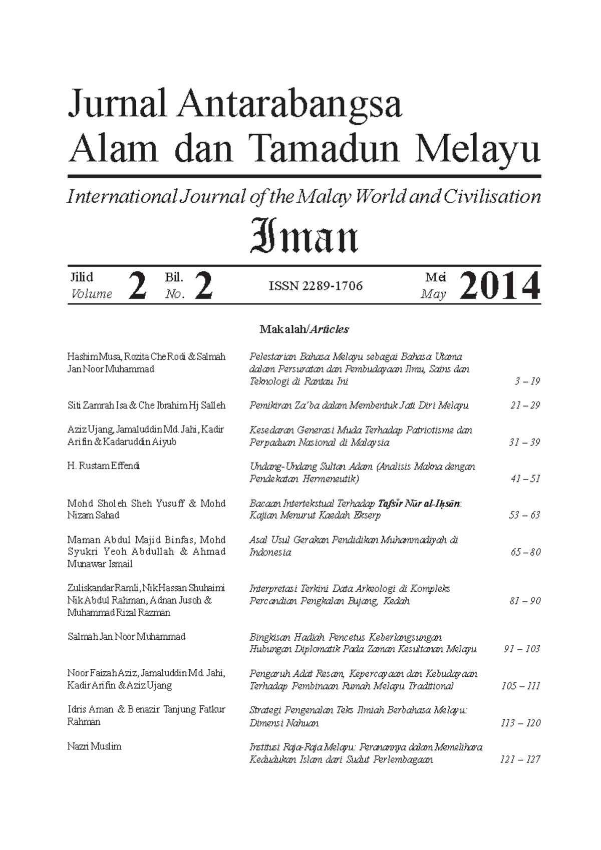 Jurnal Iman - Yes - Jurnal Antarabangsa Alam dan Tamadun Melayu ...