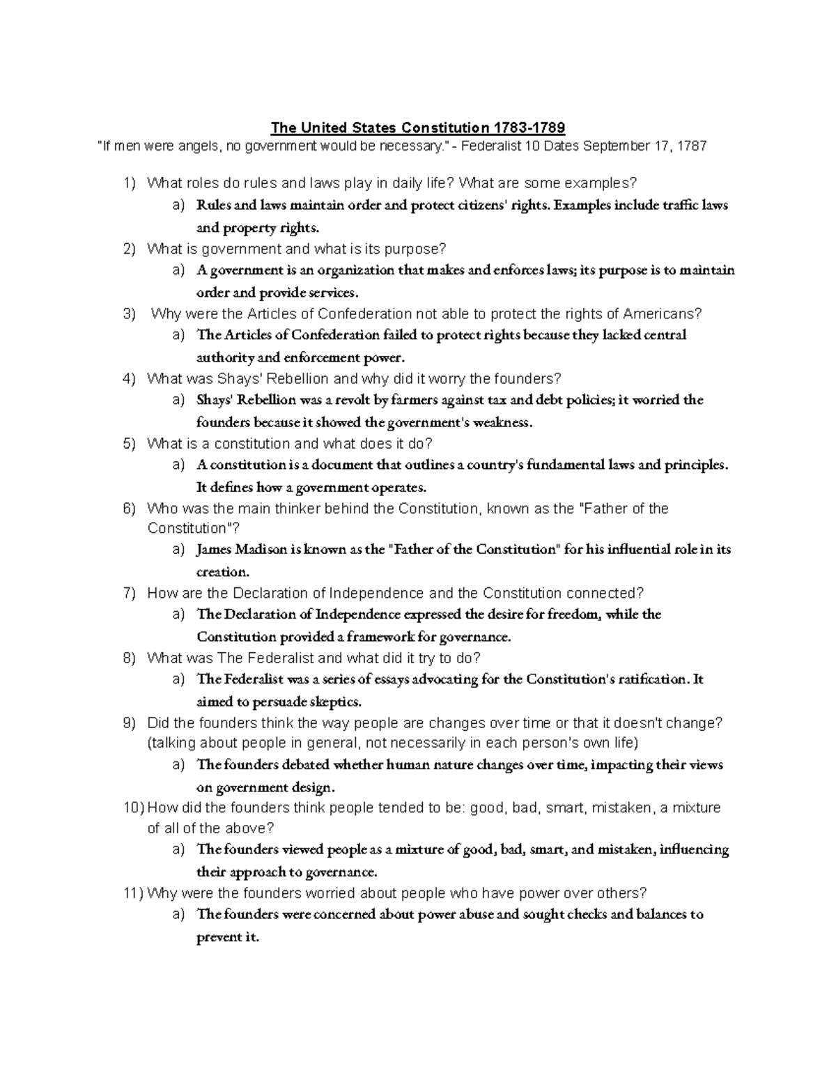 Amendment 22 Assignment - The United States Constitution 1783- “If men ...