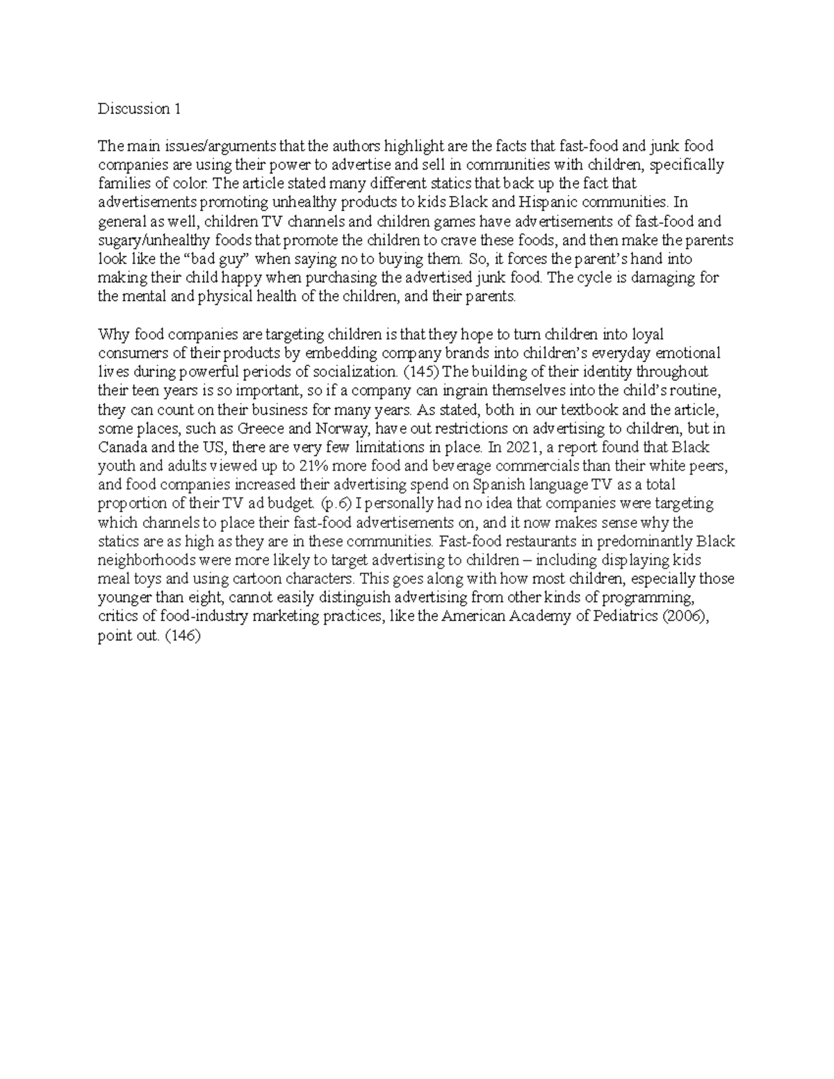 Discussion 1 - FST 102 - Discussion 1 The main issues/arguments that ...