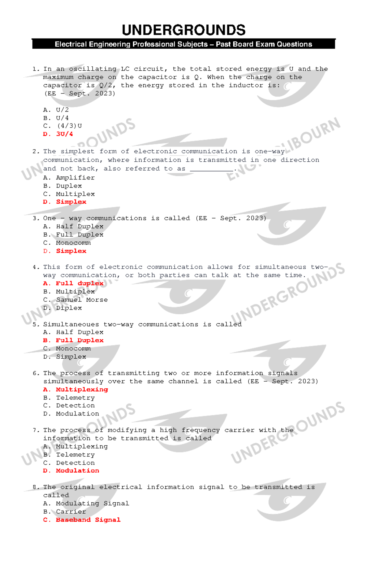 Practice problem - Electrical Engineering Professional Subjects – Past ...