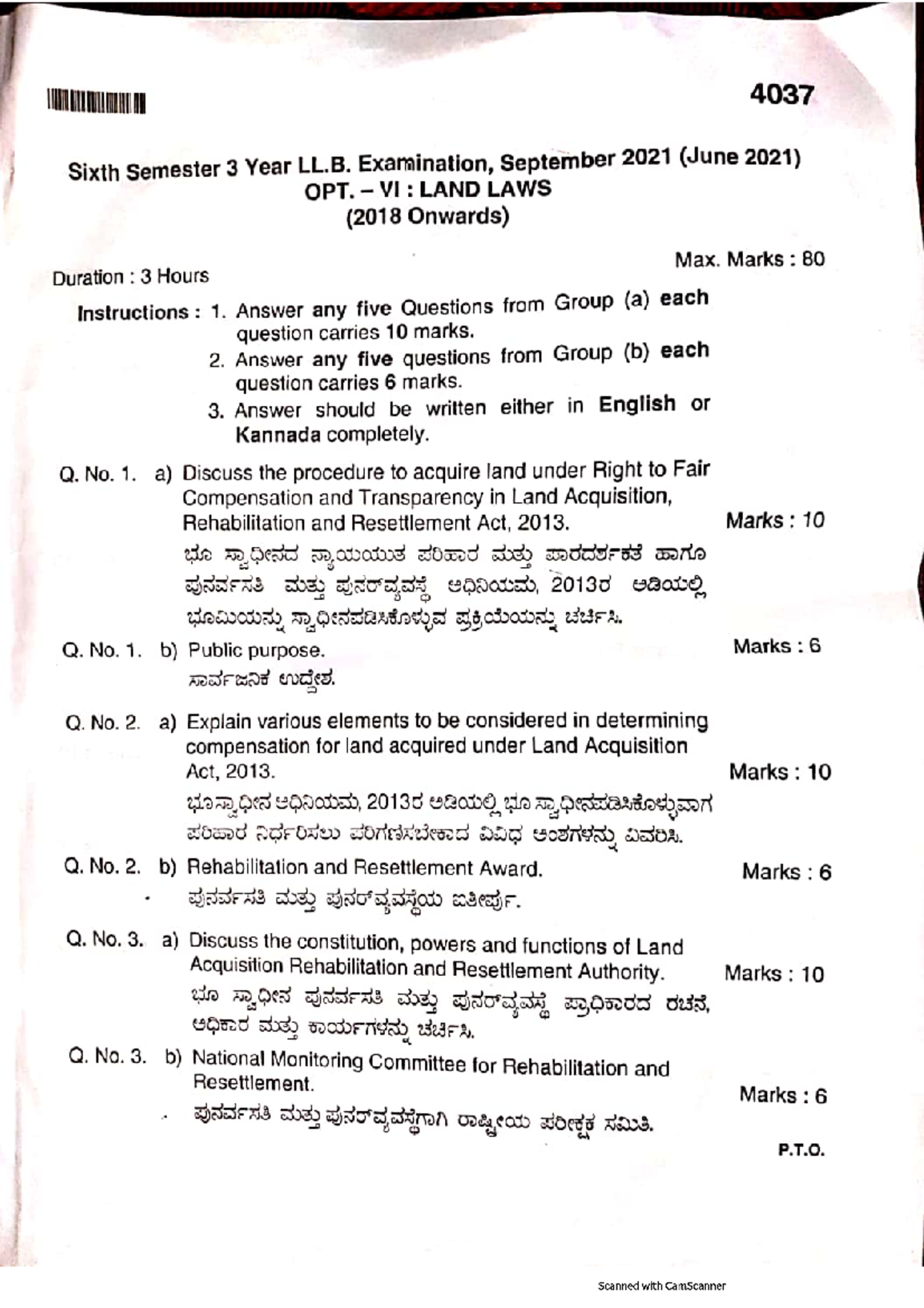Land law question paper 2021 80-20 - Studocu