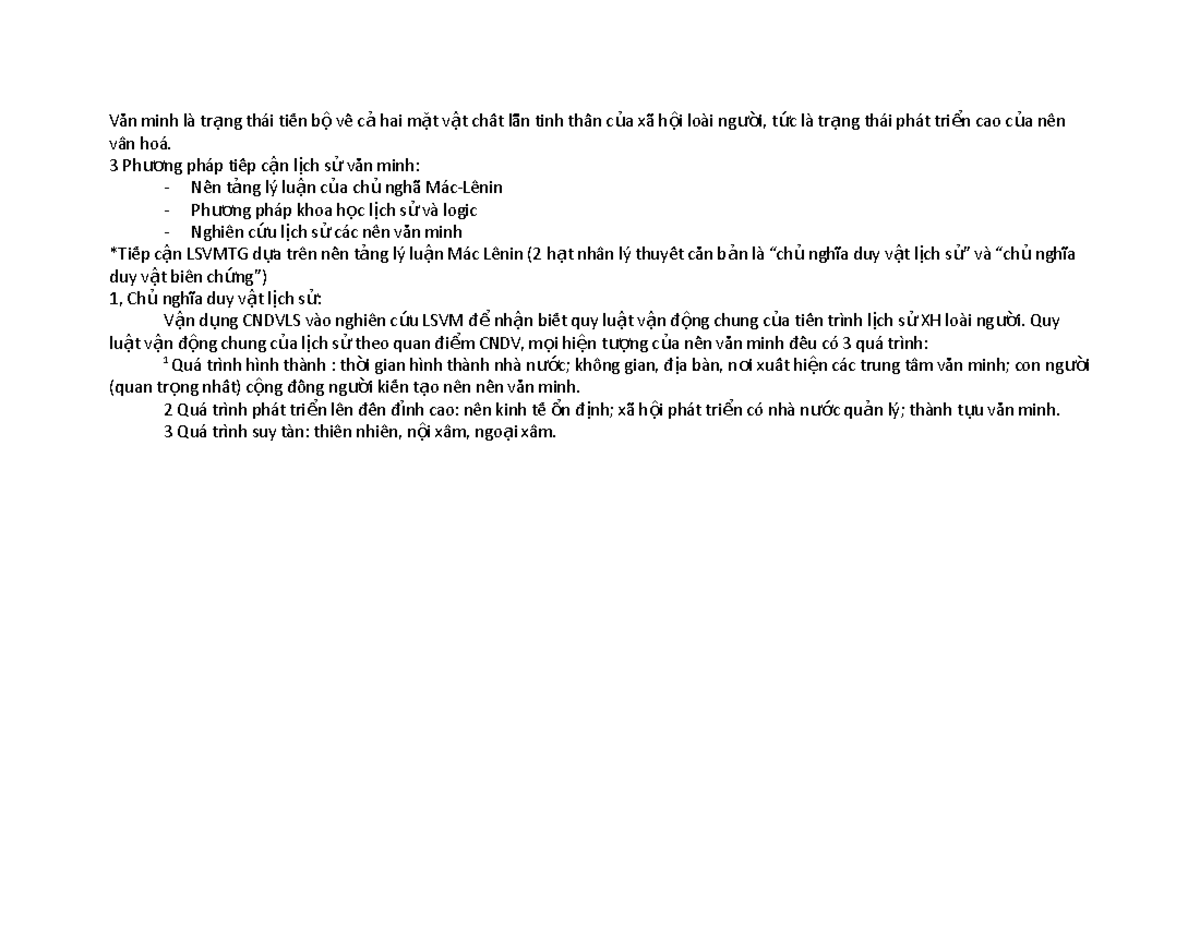 Lsvm - thì cuối kì - Văn minh là tr ạng thái tiếến b ộ vếề c ả hai m ặt v ật chấết lấẫn tinh ...