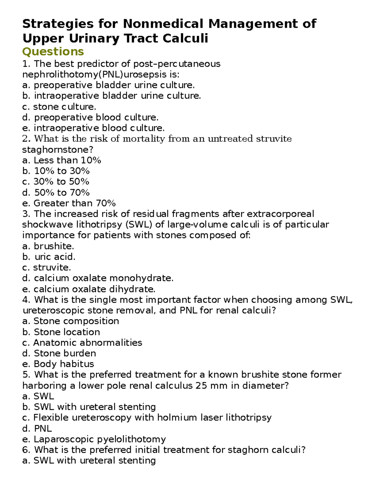 Non medical mgt Urolithiasis - Strategies for Nonmedical Management of ...