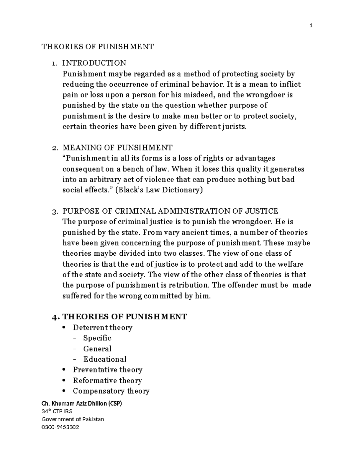 Theories OF Punishment - THEORIES OF PUNISHMENT 1. INTRODUCTION ...